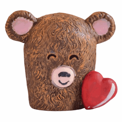 Orsetto con cuore dipinto a mano in stile moderno - Euromarchi